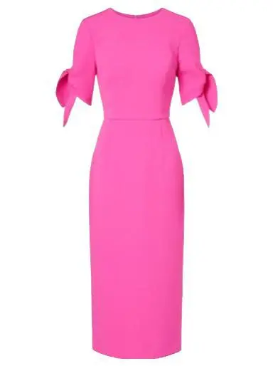 Carolina Herrera Crepe Midi Dress With Self-tie Sleeves - Pink