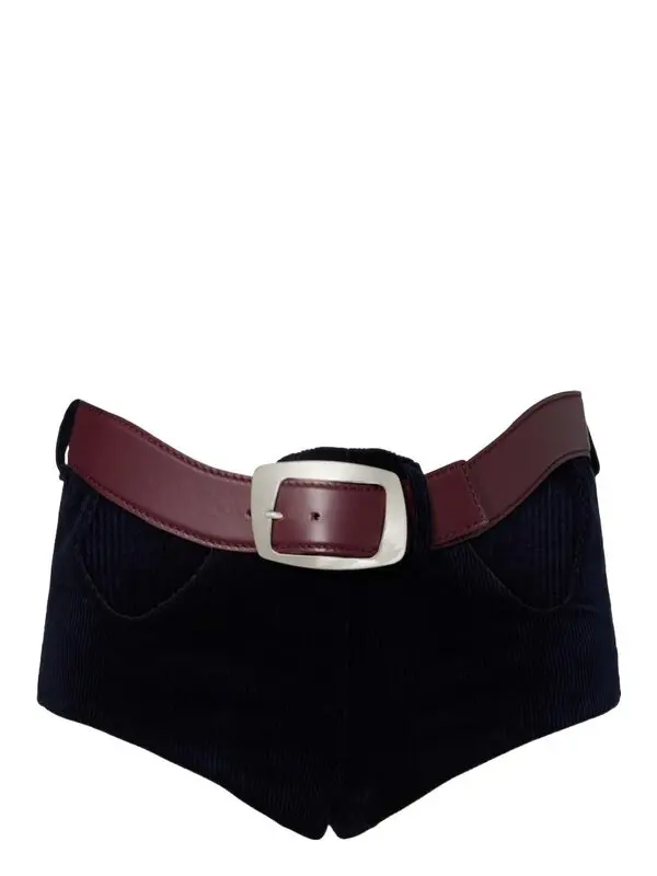 JEAN PAUL GAULTIER Cotton Corduroy Micro Shorts With Detachable Belt - Black