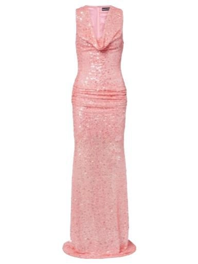 David Koma Sequined Draped Gown - Pink
