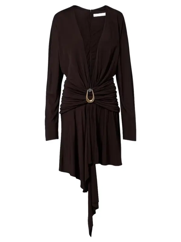 Christopher Esber Stone Pin Draped Jersey Mini Dress - Black