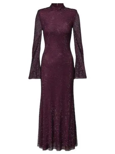 SELF-PORTRAIT Rhinestone Mesh Maxi Dress - Black