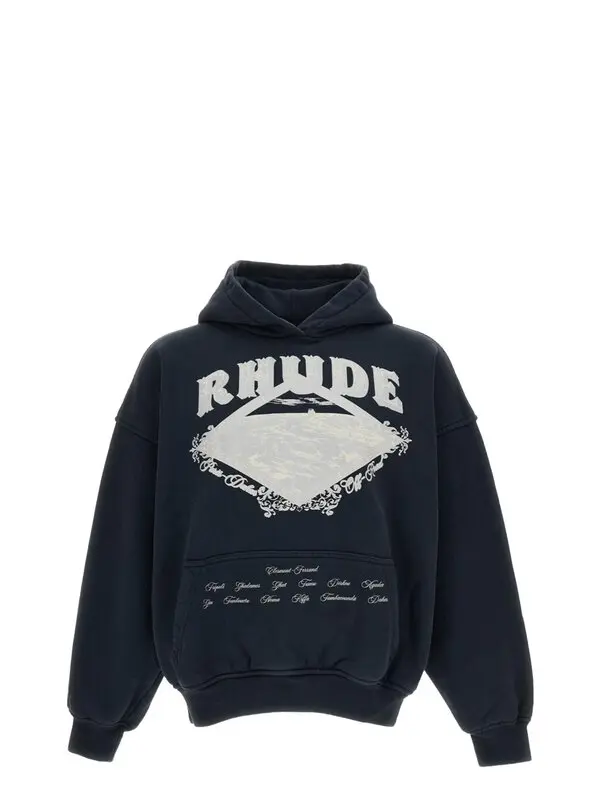 Rhude Long-sleeved Hooded Sweatshirt - Black