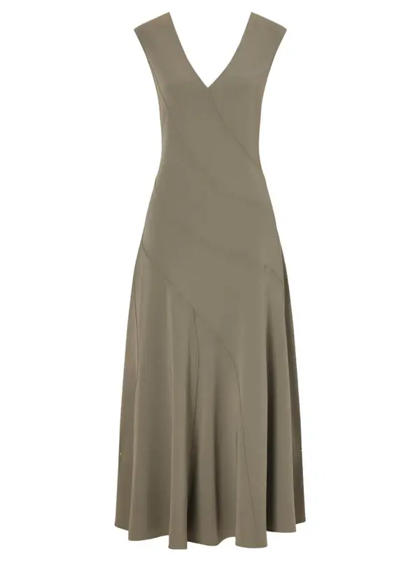 Proenza Schouler Romana V-neck Pleated Dress - Gray