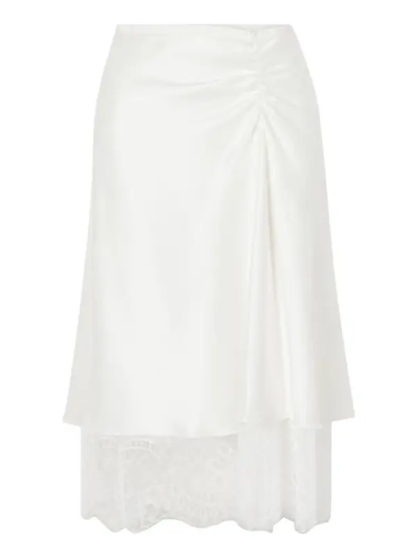 SIR. Pleated Midi Skirt With Lace Hem - No