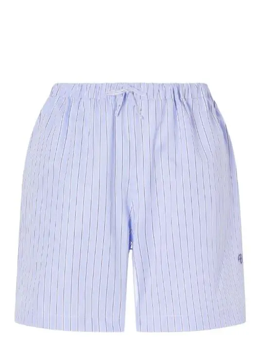 ANINE BING Ramy Pinstripe Drawstring Shorts - Blue