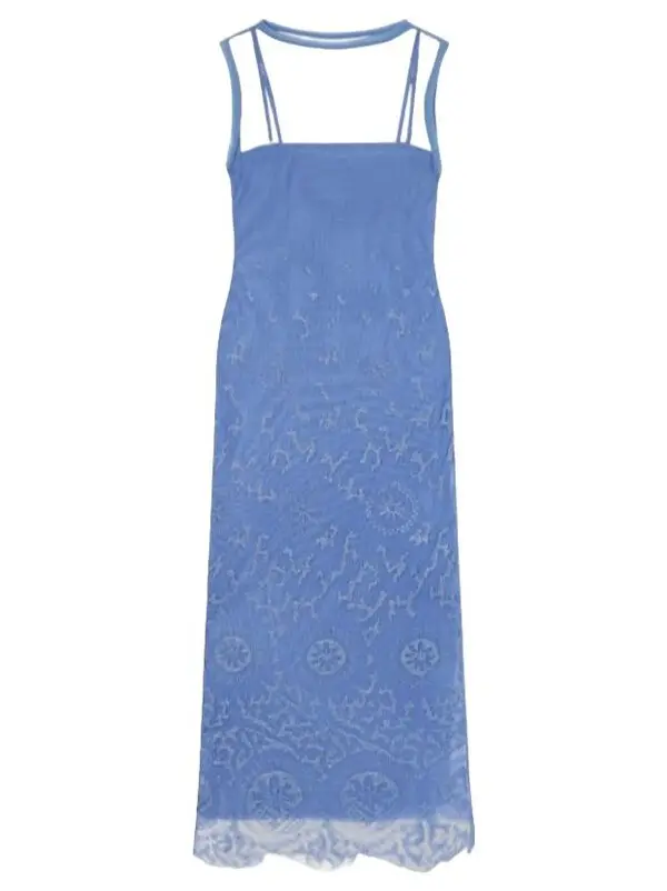 SIR. Embroidered Tulle Midi Dress - Blue