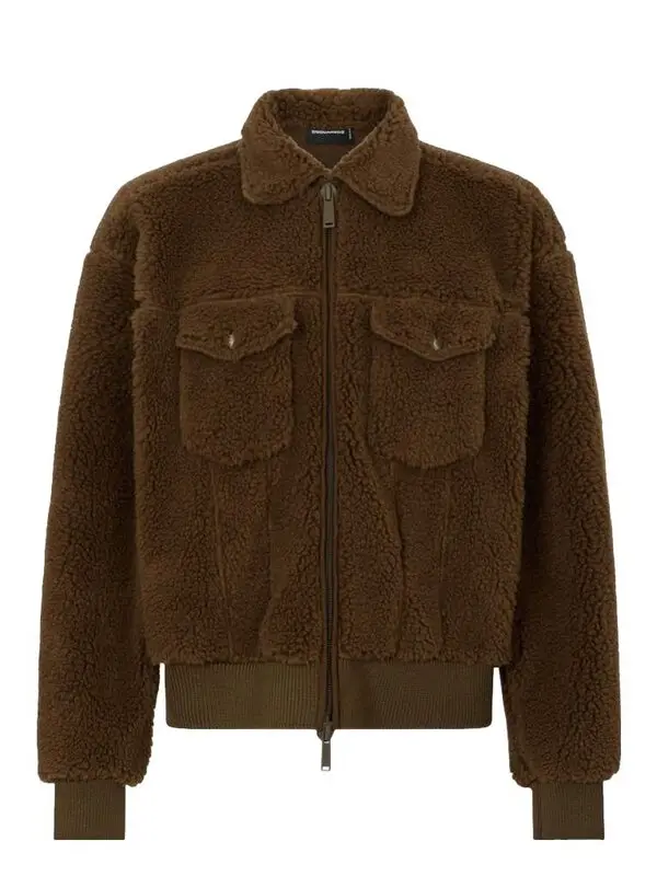 Dsquared2 Faux Fur Zipped Jacket - Brown
