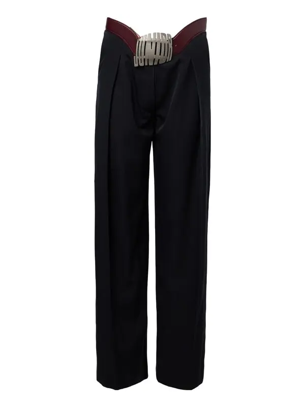 JEAN PAUL GAULTIER Belted Trousers With Faux Leather Buckle - Black