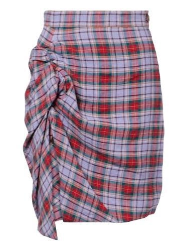 VIVIENNE WESTWOOD Panther Gathered Linen Midi Skirt - Multicolor