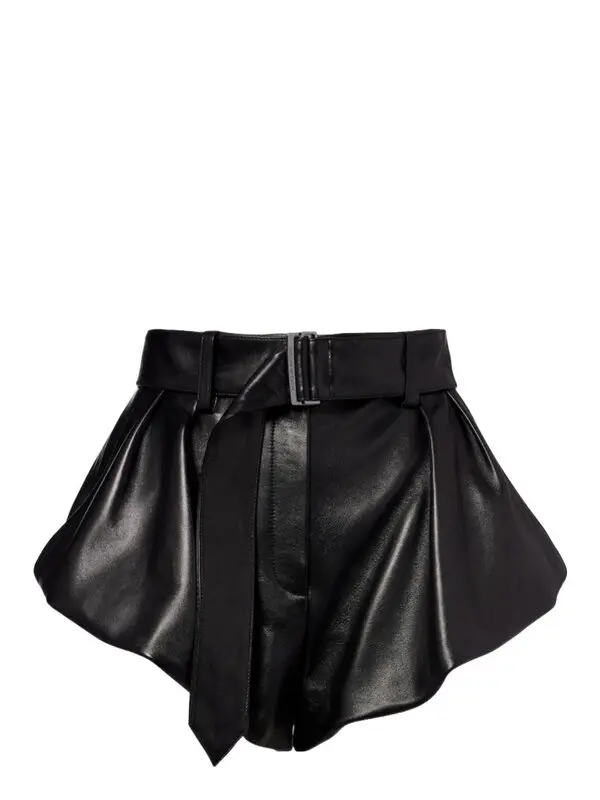 Magda Butrym Belted High-rise Leather Micro Shorts - Black