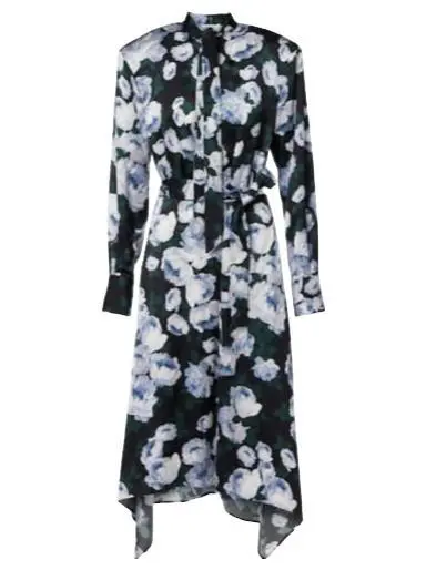 Stella McCartney Floral Tie-neck Satin Midi Dress - Black