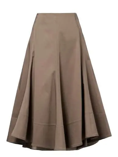 Proenza Schouler Janan Cotton-blend Sateen Midi Skirt - Brown