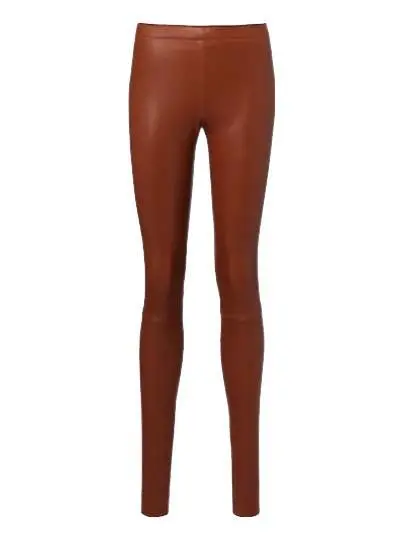 Stouls Leather Slim Pants - Brown