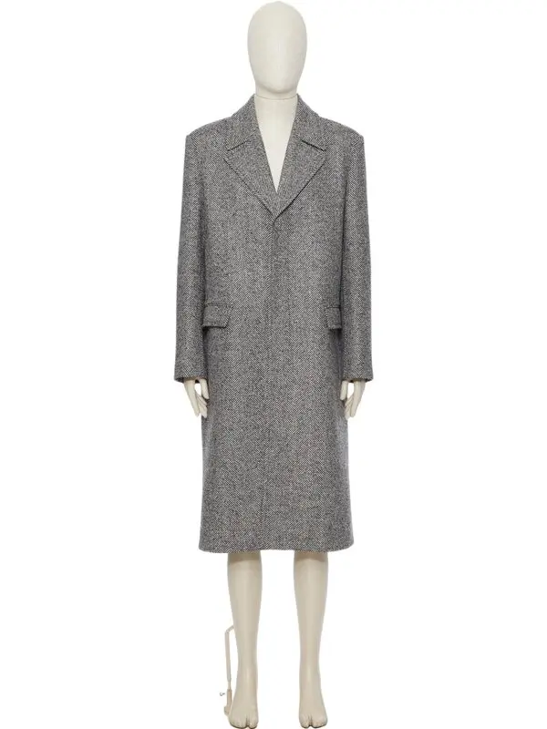 Valentino Garavani Single-breasted Wool Coat With All-over Chevron Pattern - Gray