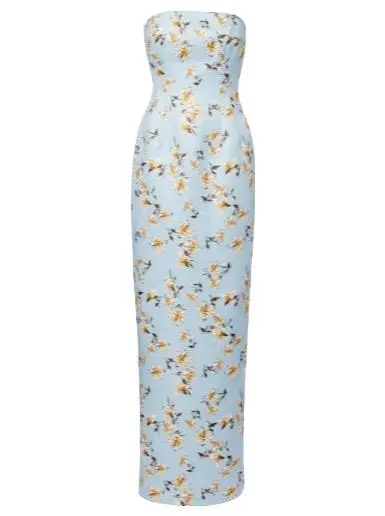 EMILIA WICKSTEAD Laelia Floral Strapless Maxi Gown - Blue