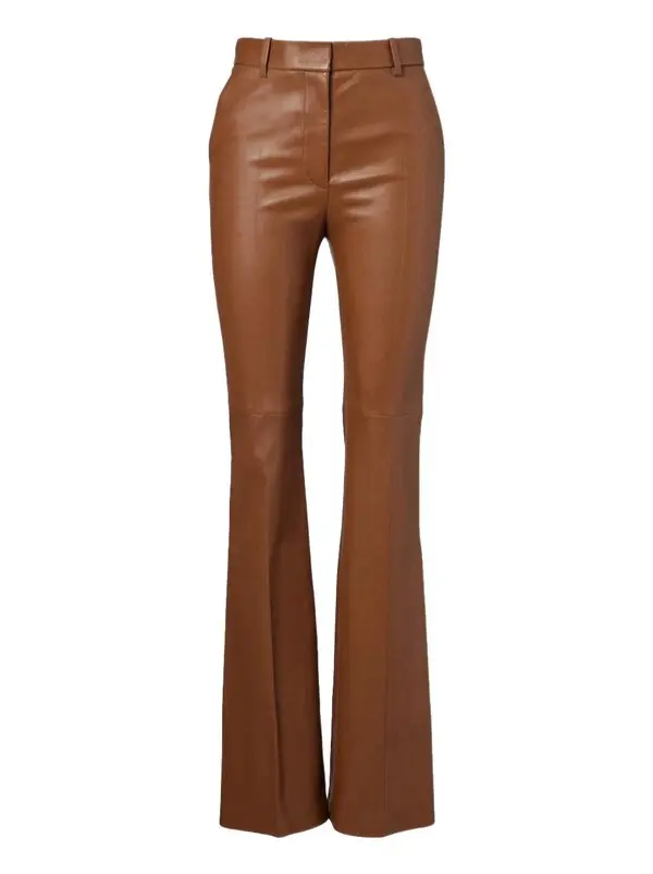 JOSEPH Tafira High-rise Flared Leather Pants - Brown
