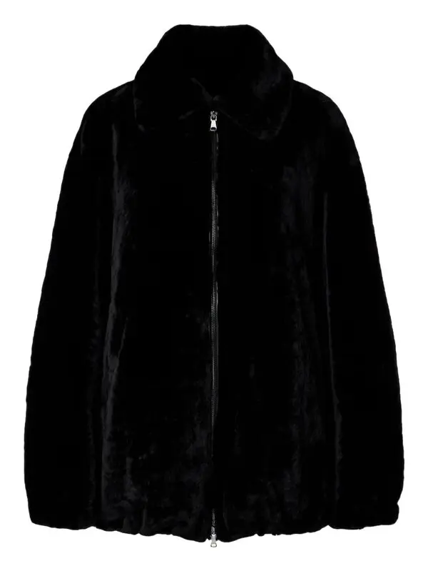 Nour Hammour Plush Shearling Jacket - Black