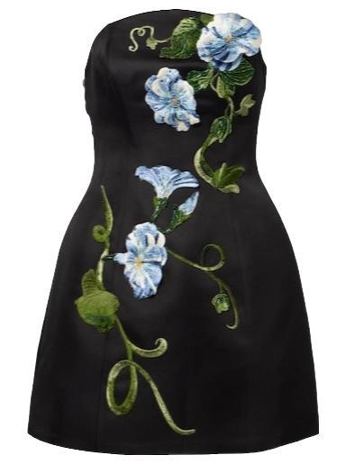 LEO Zaria Floral-appliqué Bustier Mini Dress - Black