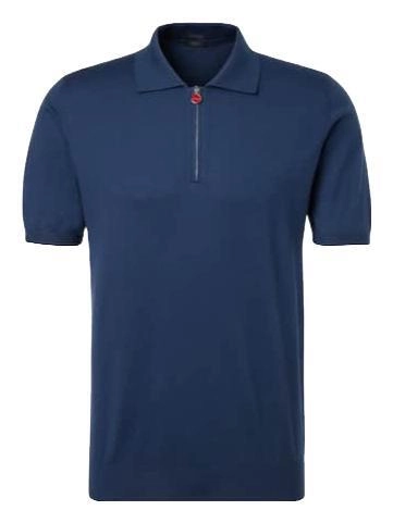 Kiton Cotton Half-zip Polo Shirt - Blue