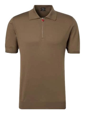 Kiton Cotton Half-zip Polo Shirt - Brown