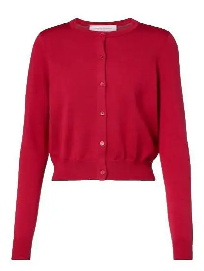 Carolina Herrera Cropped Silk And Cotton Cardigan - Red