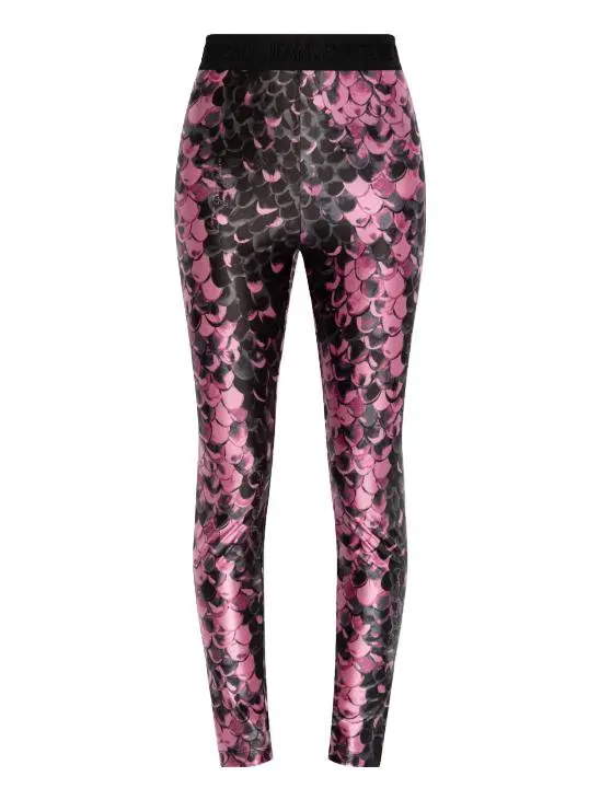 Versace Logo Waistband Printed Leggings - Black