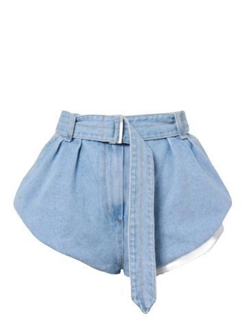 Magda Butrym Belted High-rise Flared Denim Shorts - Blue