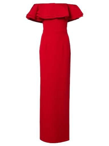 SAFIYAA LONDON Ryan Off-shoulder Ruffle Crêpe Gown - Red