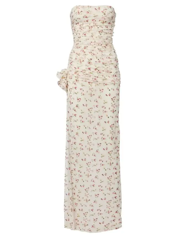 Magda Butrym Floral Strapless Maxi Dress - White