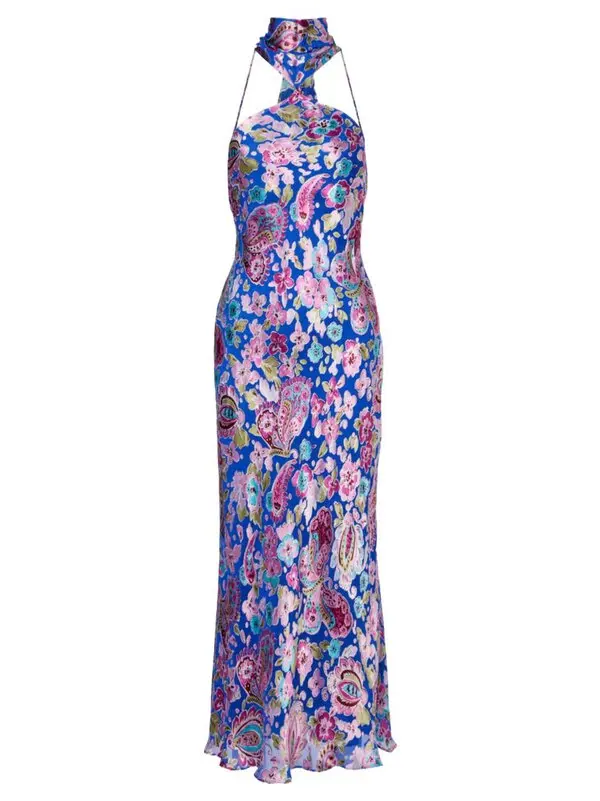 Rixo Hayley Floral Maxi Dress With Detachable Scarf - Multicolor