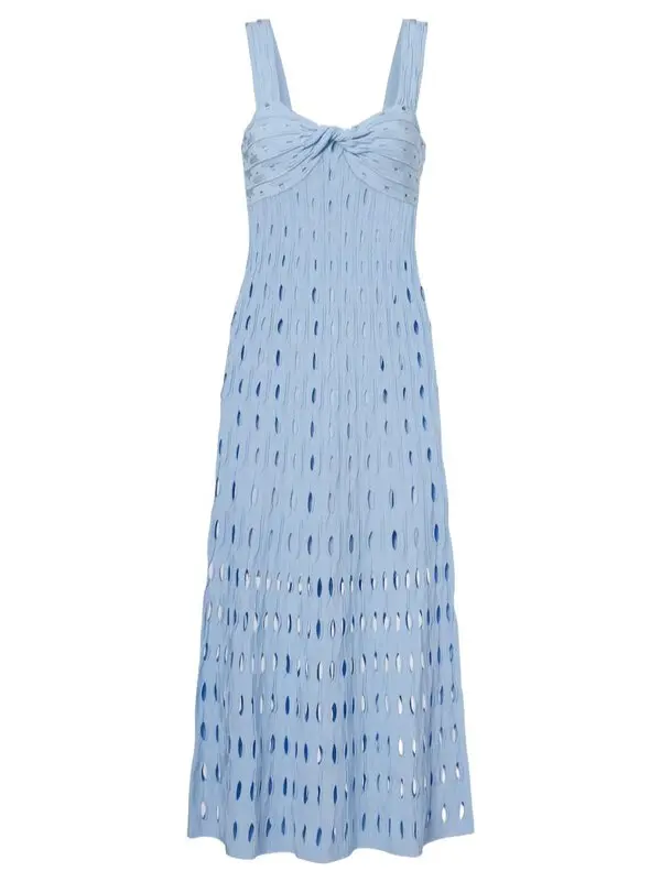 Simkhai Sleeveless Knitted Midi Dress With Knotted Detail - Blue