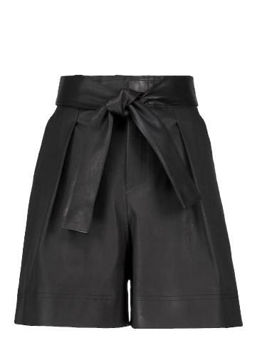 Stouls Eloise Leather Paperbag Shorts - Black