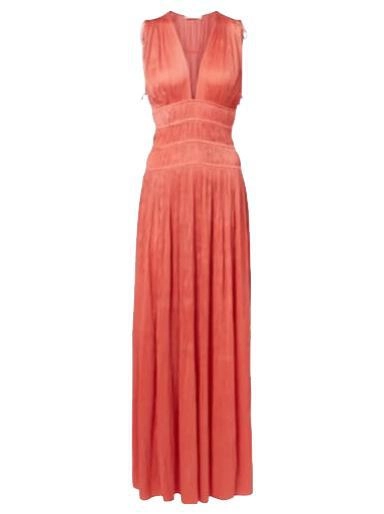 Ulla Johnson Tasneem Plissé Satin Gown - Red