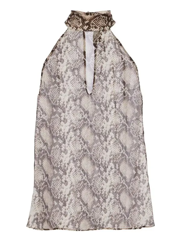 NILI LOTAN Sleeveless Snake Print Kaftan - Gray