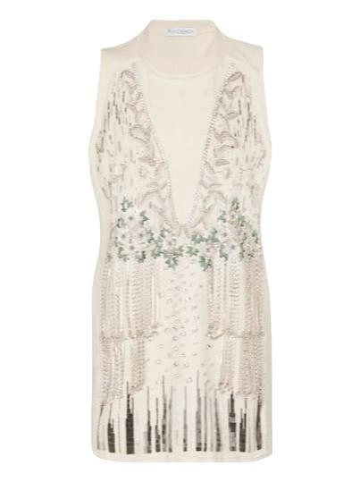 J.W.ANDERSON Embellished Cotton And Silk Tank Top - White