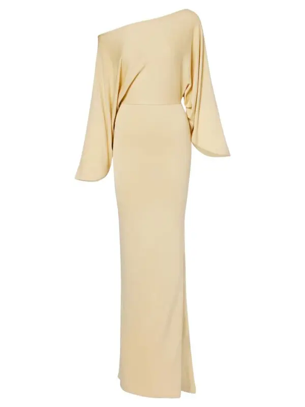 AYA MUSE Off-the-shoulder Long Sleeve Maxi Dress With Side Slit - Yellow