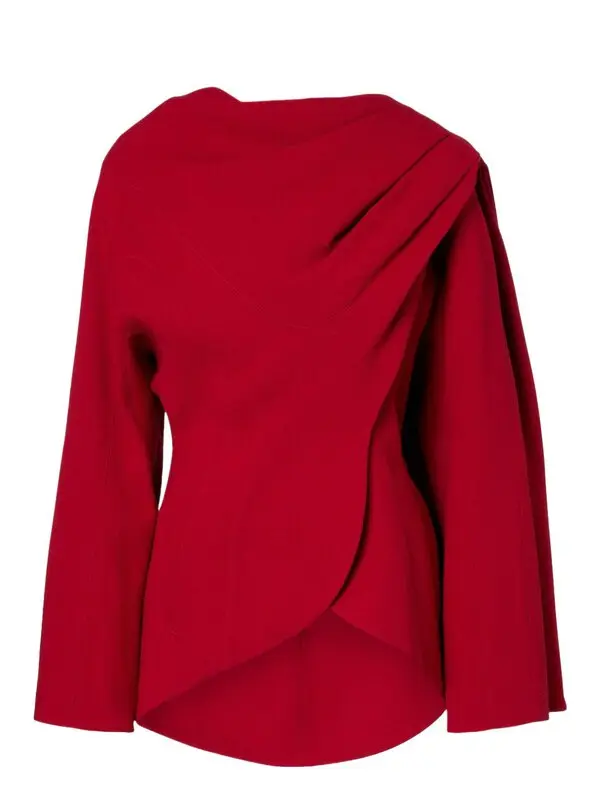 MUGLER Asymmetric Cape Detail Jacket - Red
