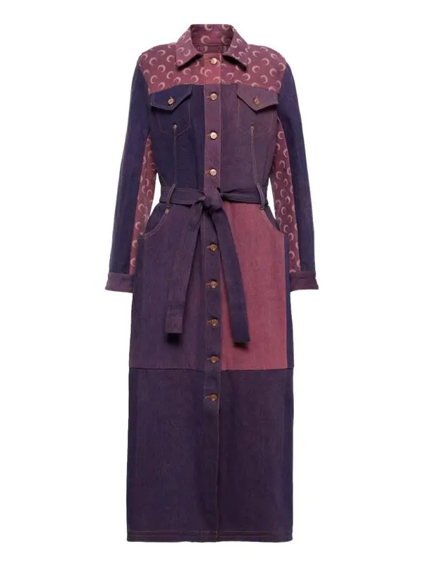 MARINE SERRE Colorblocked Denim Coat - Black