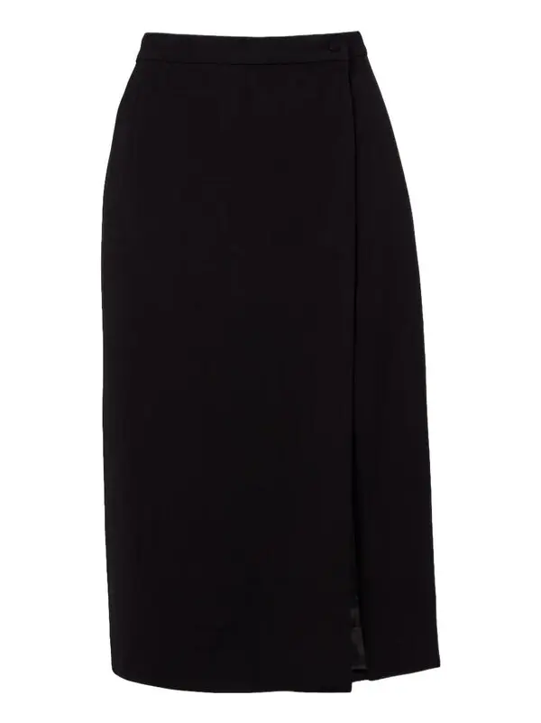 MUGLER Slit Detail Midi Skirt - Black