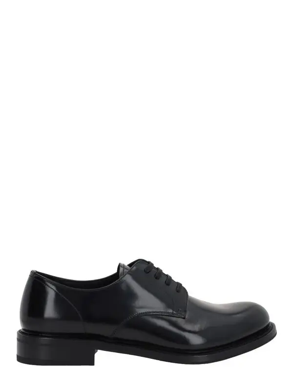 Prada Brushed Leather Lace-up Derby Shoes - Black