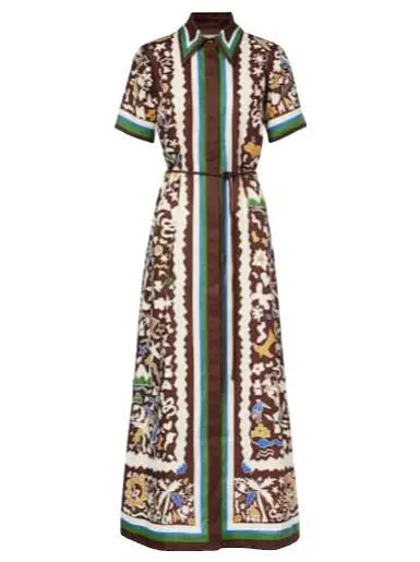 ALEMAIS Printed Linen Shirt Dress - Multicolor