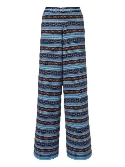 Stella McCartney Knitted Virgin Wool Straight Leg Trousers - Blue