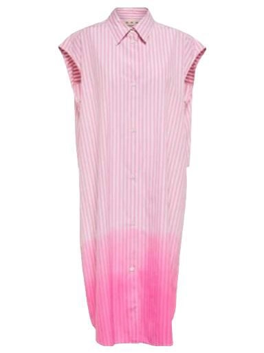 Marni Striped Cotton Poplin Shirt Dress With Ombr Bleach - Pink