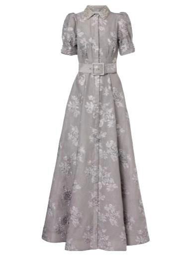 Rebecca Vallance Embellished Brocade Gown - Gray