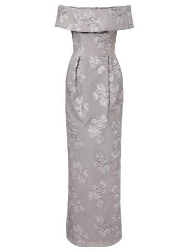 Rebecca Vallance Off-shoulder Brocade Bustier Gown - Gray