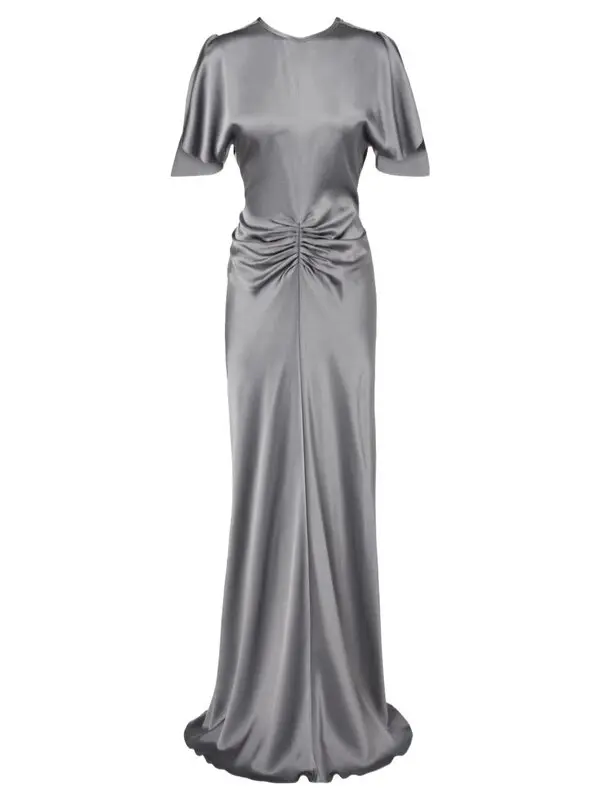 Victoria Beckham Satin Pleated Dress - Grey