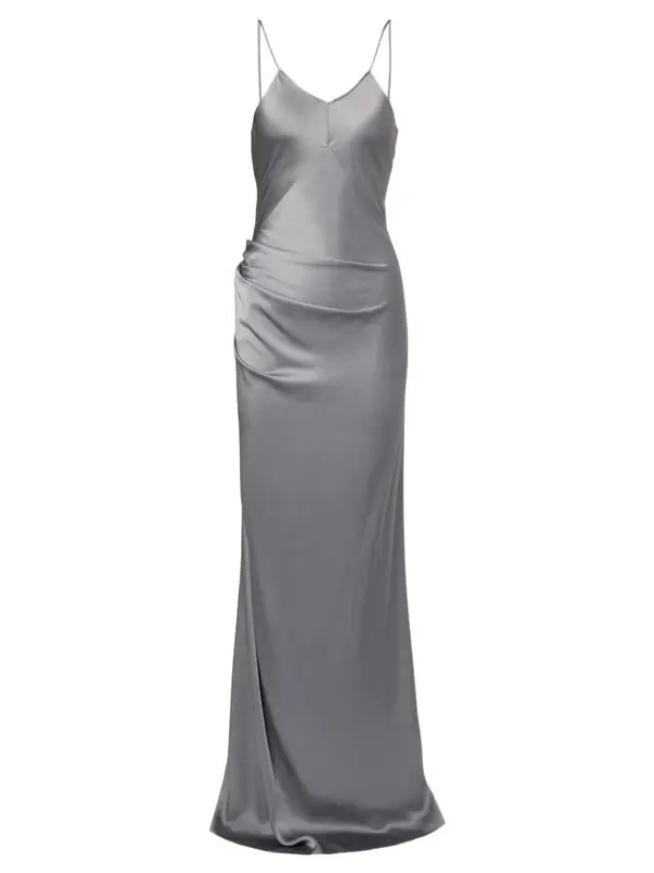 Victoria Beckham Satin Halter Maxi Dress - Metallic