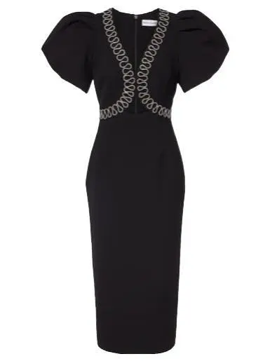 Rebecca Vallance Nyx Embellished Puff Sleeve Cocktail Dress - Black