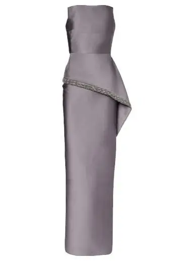 Roland Mouret Strapless Crystal-embellished Taffeta Gown - Gray