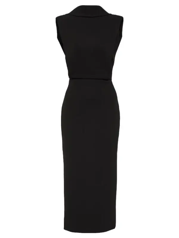 Roland Mouret High Neck Cady Midi Dress - Black